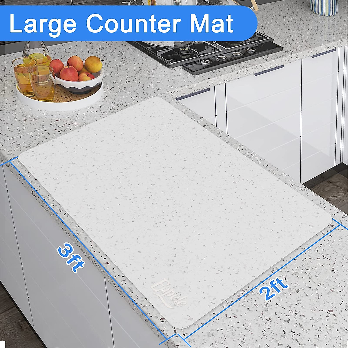 Eapele XX-Large Silicone Mat 36x24inch for Kitchen Counter Crafts Table Protector, Flexible Food-Grade Sheet Perfect for Dough Fondant Baking (transparent)