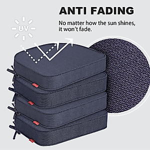 Pcinfuns Indoor/Outdoor Memory Foam Chair Cushions,Thick 19"x19"x3" Chair Cushion for Patio Furniture,Water-Resistant Durable Seat Pads with Ties,Blue Grey,4 Pack