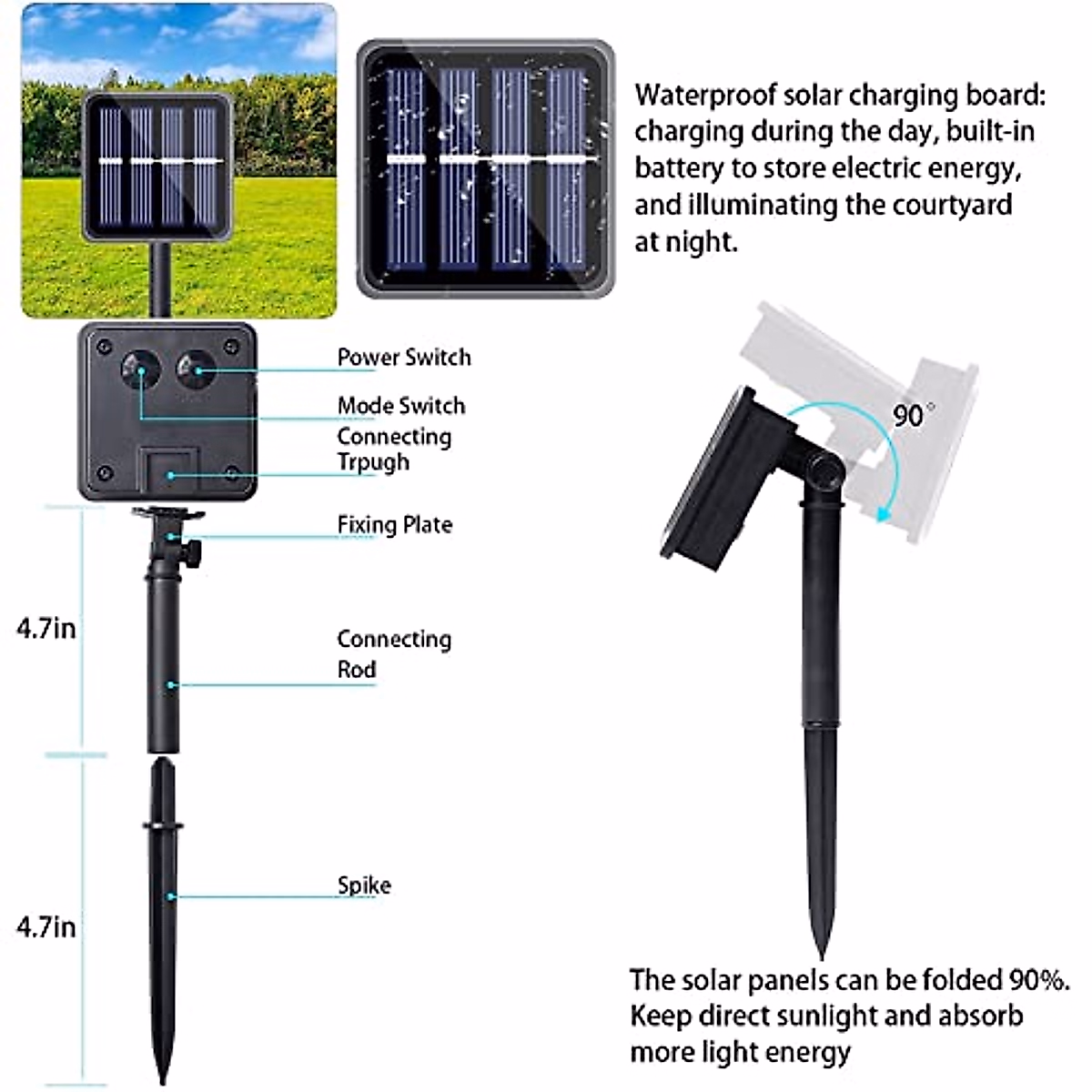 Cute Mushroom Solar Lights 20LED, 28 feet, 8 Modes, Solar Waterproof, This Mushroom Light is Very Suitable for Outdoor Decoration, Adding Color to Your Garden (Warm White)