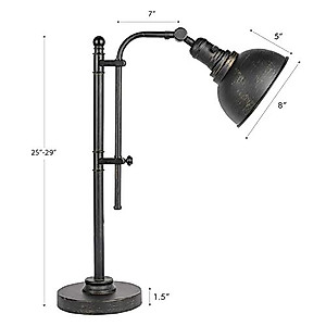 VONLUCE Industrial Table Lamp Black, Rustic Desk Lamp Task Lamp in Antiqued Bronze Finish, Vintage Table Lamp for Reading Living Room Farmhouse Office, ETL. (25''-29'')