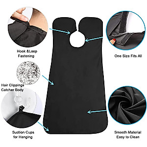 kirahiro 6-Piece Beard Catcher Kit for Shaving & Trimming & Grooming,with Beard Apron,Beard Brush,Beard Comb,Scissor,Suction Cups,Bag(Deluxe sets)