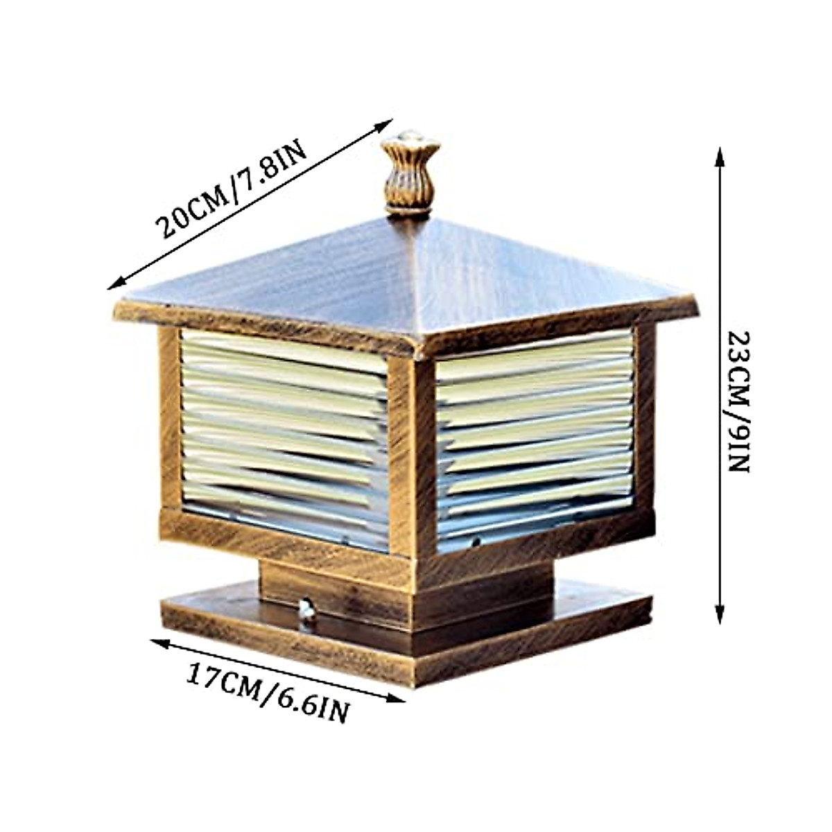 JSBDPHW Outdoor Post Light Lamps Courtyard Wall Waterproof Column Light Glass Lampshade Wrought Iron E27 Post Light Villa Gate Base Landscape Light