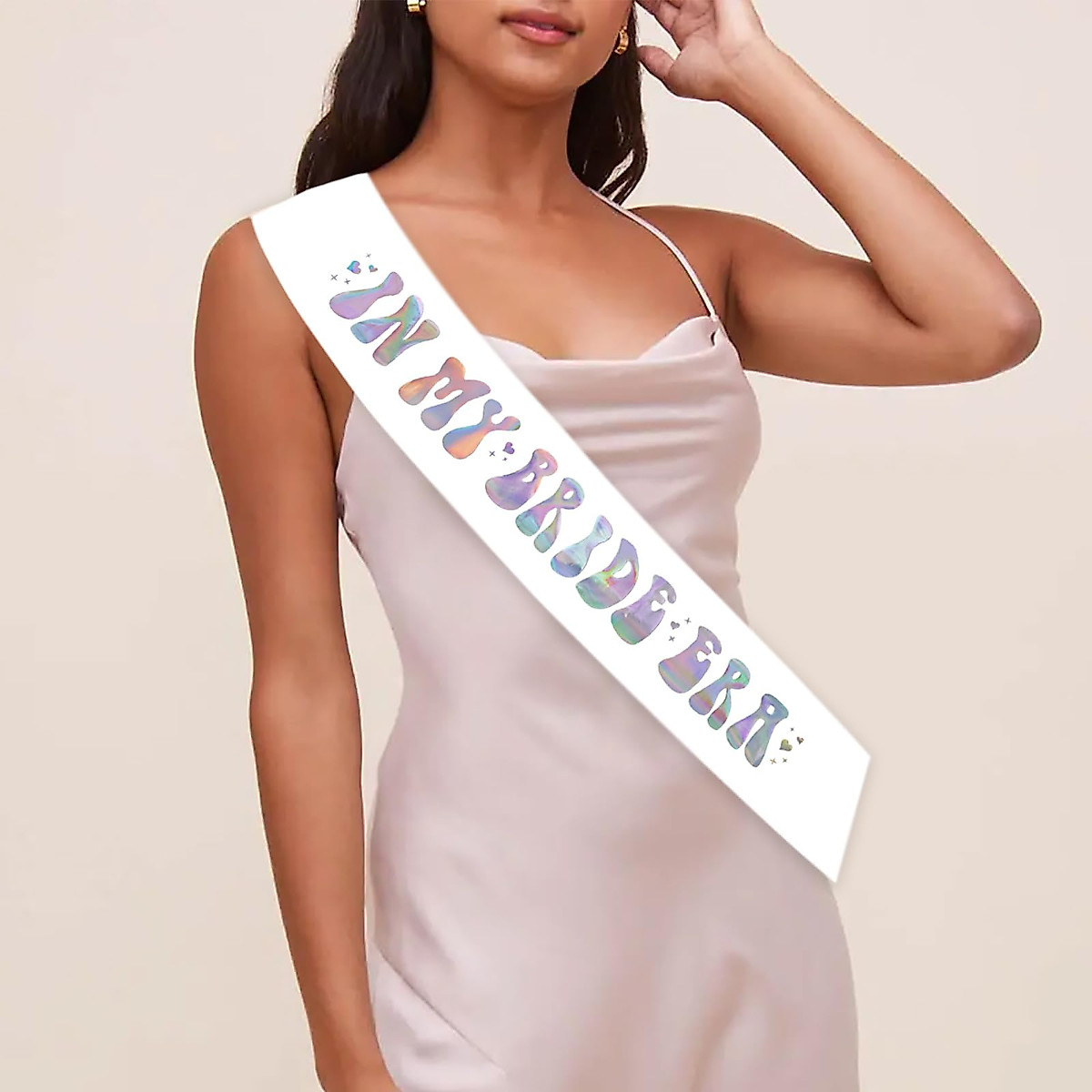 in My Bride Era Iridescent Sash, Bridal Shower Sash for Bride, Bachelorette Party Sash