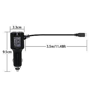 RIIEYOCA Dash Cam Micro USB Power Cable, with Switch USB 5V 2.4A Port, for Most Dash Camera and GPS Navigation, Compatible with USB Port Devices（Cable:11.48ft）