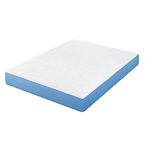 Olee Sleep 7 Inch Ventilated Gel Infused Memory Foam Mattress, CertiPUR-US® Certified, Blue, Full