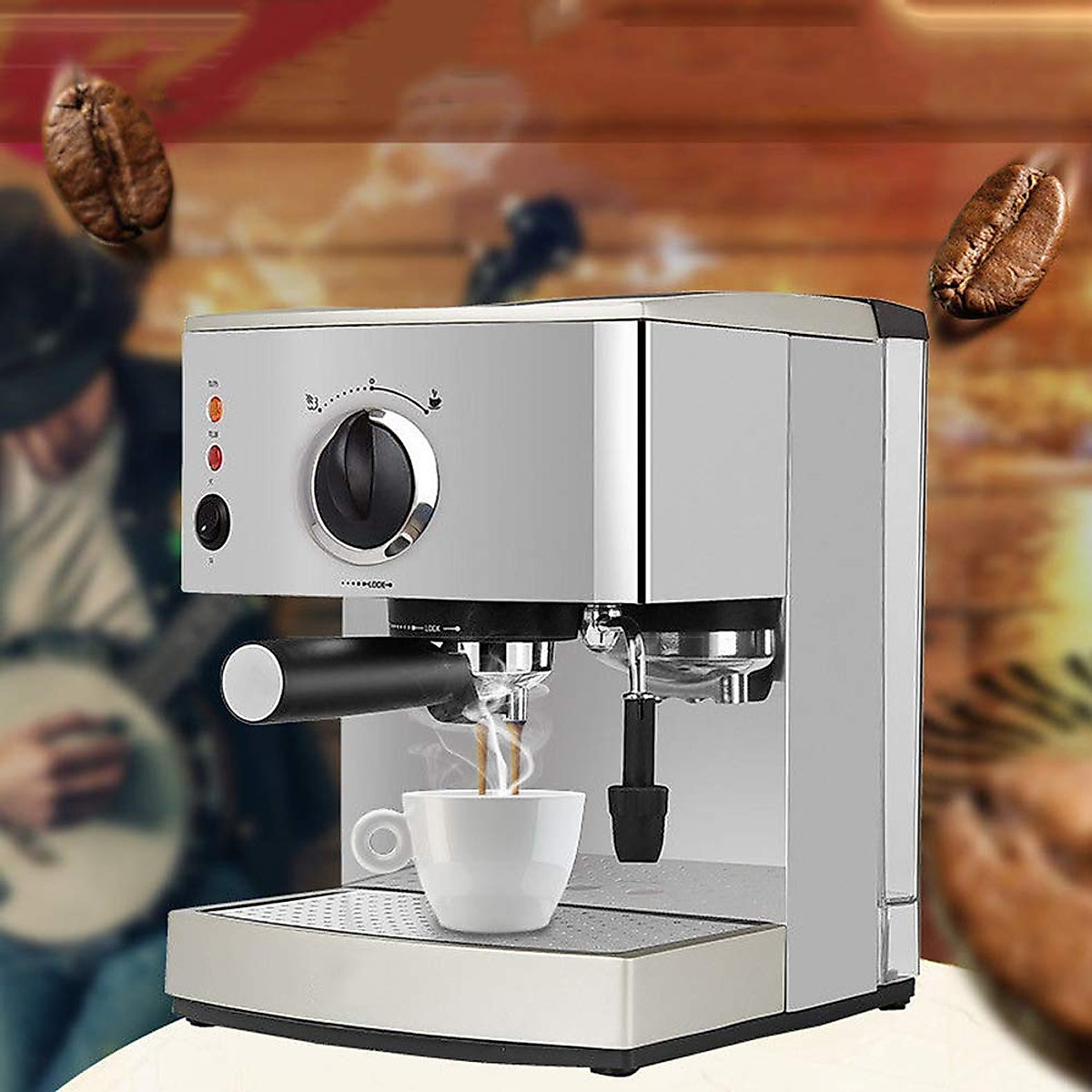 ROLTIN Coffee Machine Espresso Coffee Machine Maker 15 Bar,Capuccino,Frothing Milk Foam,920W,Capacity 1.5L Removable Drip Tray Steam Nozzle Compatible with Preparing Drinks