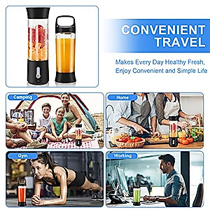 Personal Size Portable Blender - 17Oz USB Rechargeable Blender with 6 Blades | Portable Cup Lid For Outdoors Sports Travel Blender | BPA-Free Plastic Blender Cup For Shakes and Smoothies, Fresh Juice