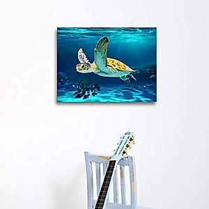Bathroom decoration Beach decoration Turtle Art Beach bathroom decoration Turtle picture artwork Marine decoration Canvas printing canvas wall art Hawaiian decoration Frame printing bedroom ready