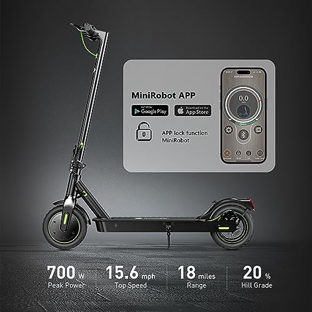 isinwheel S9 Pro Electric Scooter, 18 Miles Long Range and 15.6 MPH Portable Folding Commuting Electric Scooter for Adults and Teens, Dual Braking System & App