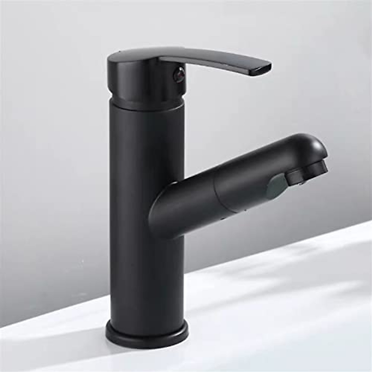 -Faucets,Basin Mixer Tap Basin Faucet, Copper Pull Out Bathroom Chrome Basin Faucet, Deck Mounted Cold Hot Water Sink Crane Mixer Taps for Bathroom Kitchen/Black/Hose Size 12