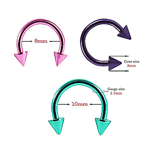 AtoZ Piercing Colorful Red Neon Anodized 16 Gauge - 8MM Length 316L Surgical Steel CBB with Cone Body Jewelry