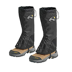 Vinerstar Breathable Waterproof Snow Gaiters for Skiing Hiking Hunting Mountain Outdoor High Boot Gaiters for Men Women Durable Cordura 600D 1Pair (Black, L)