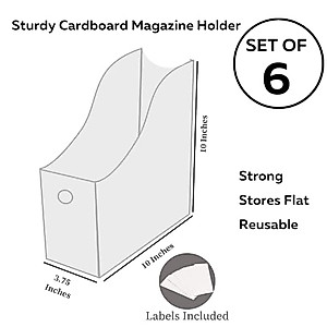 Evelots Magazine File Holder Organizer (6 Pack) Improved Front Fold-Extra Stable Flowers