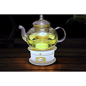 Sun's Tea Universal Ceramic Teapot Warmer | Tea Warmer - Round (Size - 4.25 in / 11 cm Diameter) - Candle Never Flames Out