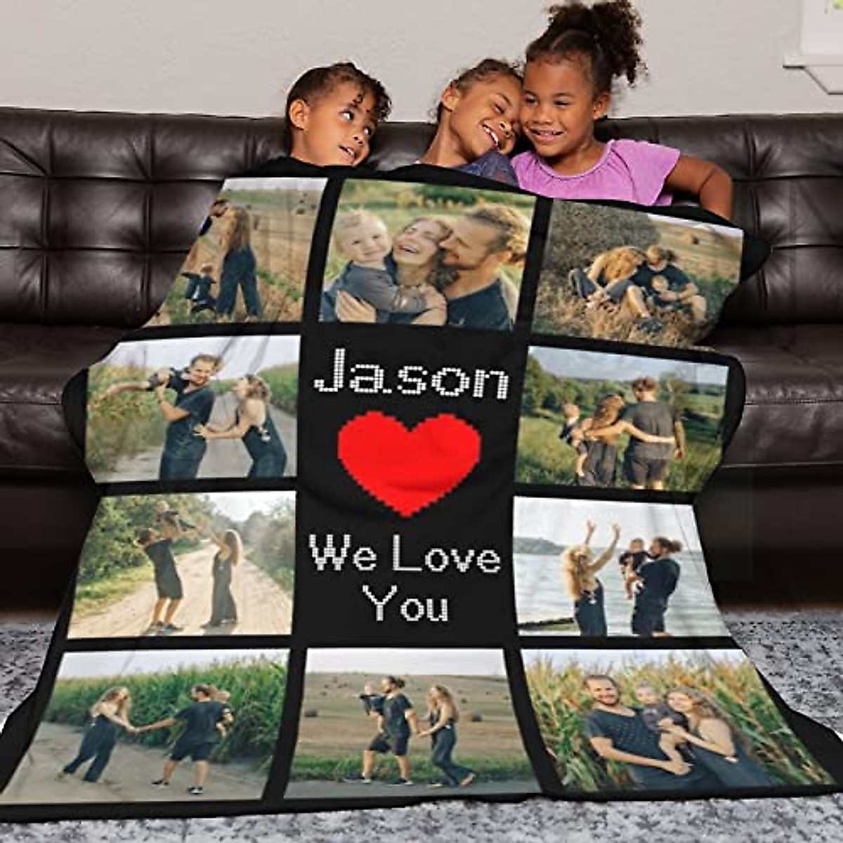 HYHSJY Gifts for Mom Dad Custom Blankets Personalized Throw Blankets with Photo Text Customized Love Blanket for Wife Friend Mom Couple Grandma Pets Gifts for Birthday Anniversary Halloween Christmas