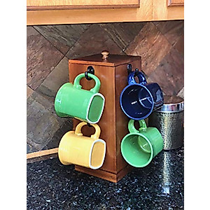 Autumn Alley Mug Holder - Coffee Mug Tree - Bamboo Rotating Cup Holder with Coffee Pod Storage - 8 Mug Tree Stand Spinning Countertop Mug Rack - Coffee Mug & Cup Holder Tree for Counter