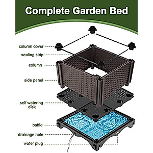 OMMO Deepened Raised Garden Beds Outdoor 4 Set, Plastic Planter Box Large Garden Bed Planter Pots for Patio Yard Balcony Deck Growing Plants, Vegetable, Fruits and Herbs (Install by Yourself Needed)