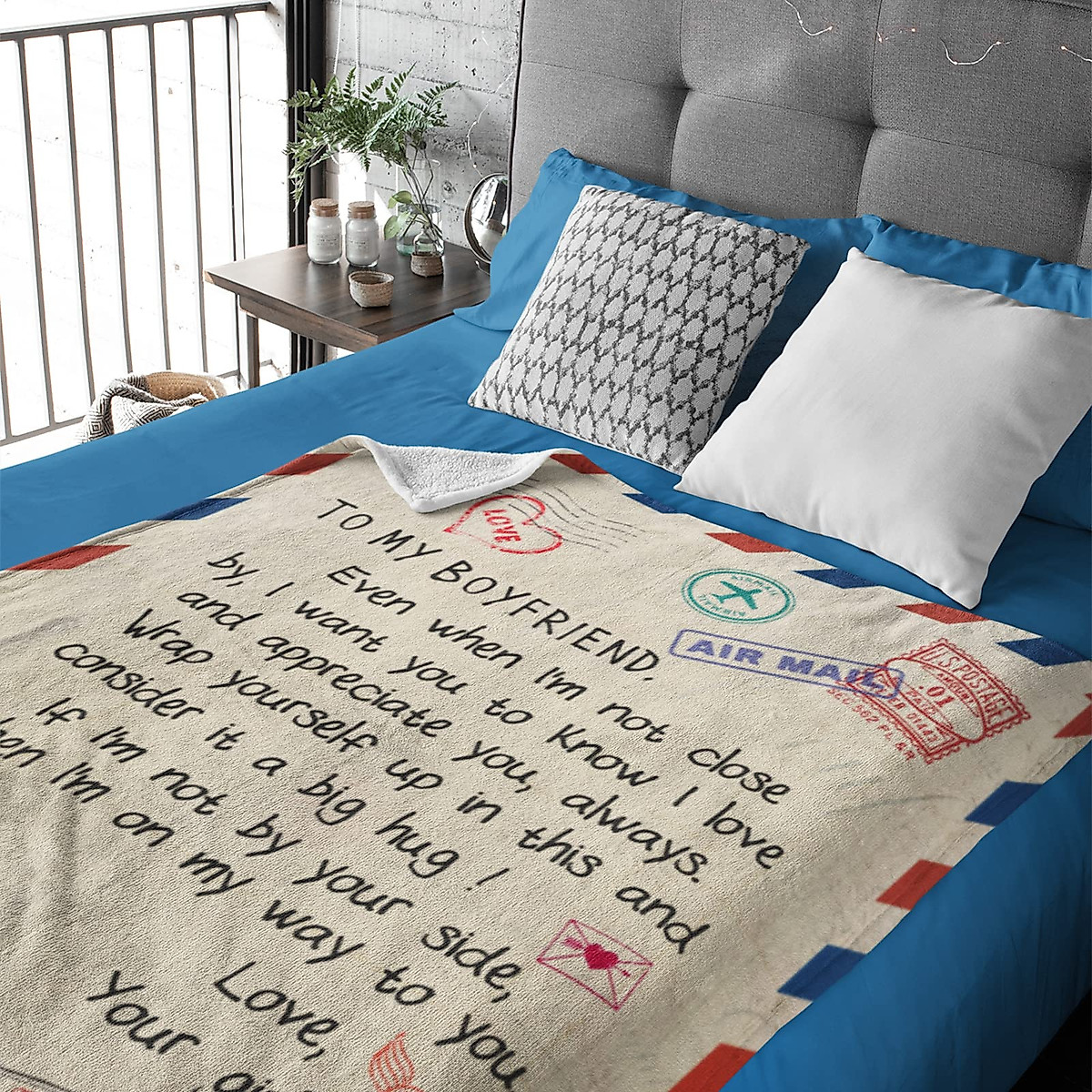 Wisegem Boyfriend Gifts - Boyfriend Blanket from Girlfriend - Sentimental Gifts for Boyfriend - Romantic Gifts for Him 60"x50" - Best Boyfriend Gifts for Men - Anniversary Birthday Gift Ideas for Him