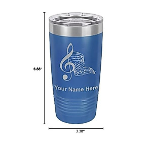LaserGram 20oz Vacuum Insulated Tumbler Mug, Musical Notes, Personalized Engraving Included (Dark Blue)