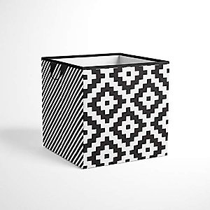 Bacati Love Diamonds/Stripes Kids Storage (Small Tote 10 x 10 x 10 inches, Black)