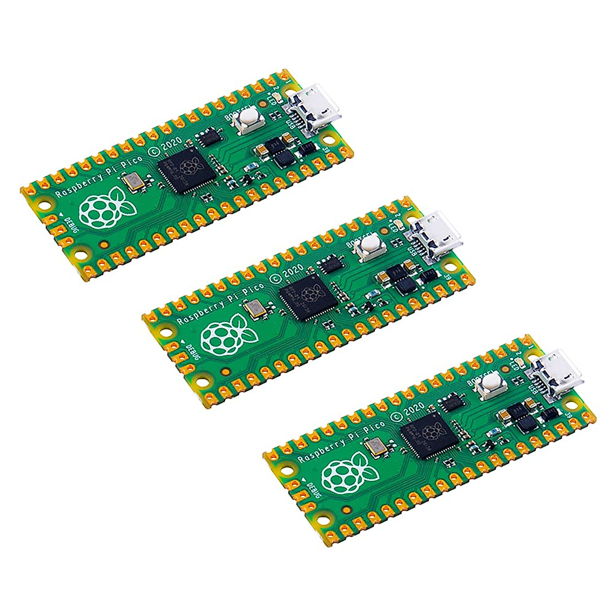 GeeekPi Raspberry Pi Pico Flexible Micro Controller Mini Development Board,Based on The Raspberry Pi RP2040,Dual-Core ARM Cortex M0+ Processor,Running up to 133 MHz, Support C/C++ / Python(3 Pack)