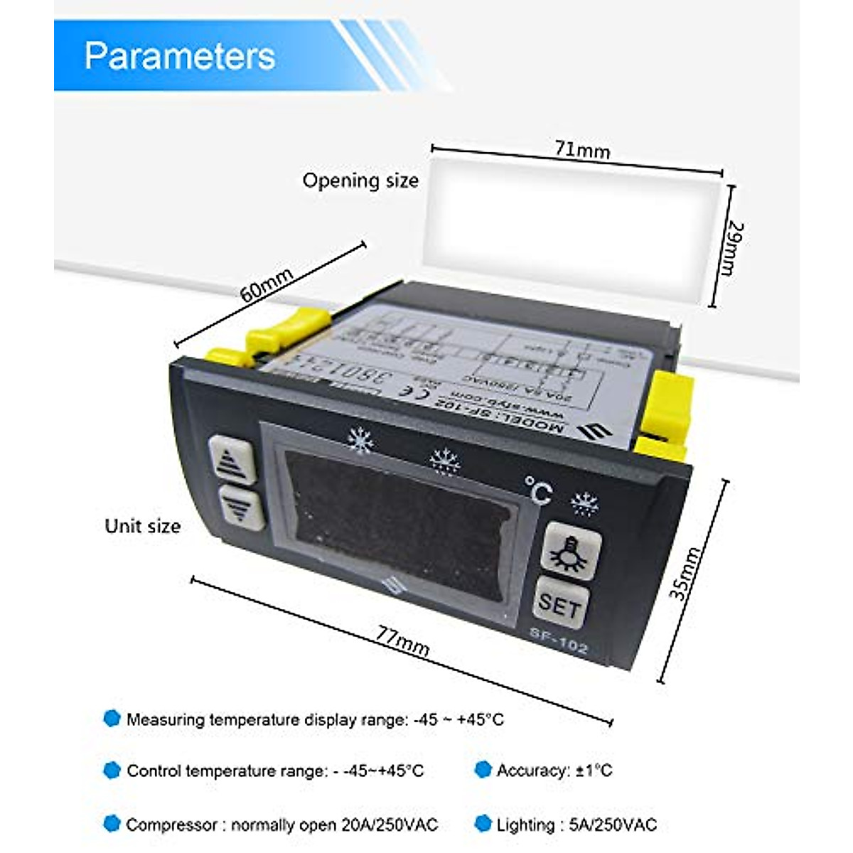 MXBAOHENG Electronic Temperature Controller SF-102 Digital Display Freezer Thermostat 110V