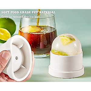 DAPOWER Ice Ball Maker Mold - Set of 2, Round Ice Cube Mold, 2.4 Inch Sphere Ice Cubes for Whiskey, Cocktails, Bourbon (2, White)
