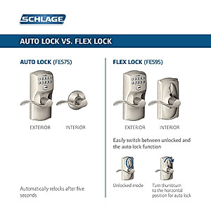 SCHLAGE FE595 PLY 716 Acc Plymouth Keypad Entry with Flex-Lock and Accent Style Levers, Aged Bronze,12 Inch