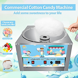 ExGizmo Commercial Cotton Candy Machine,1200W Electric Cotton Candy Machine,Stainless Steel Sweet Sugar Candy Floss Maker for Family Party or Carnivals Festivals