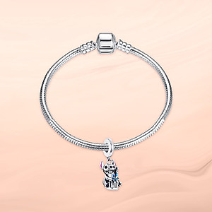 RMMY S925 Steling Silver Charm for Bracelet Necklace Dog and Castle for Women gifts