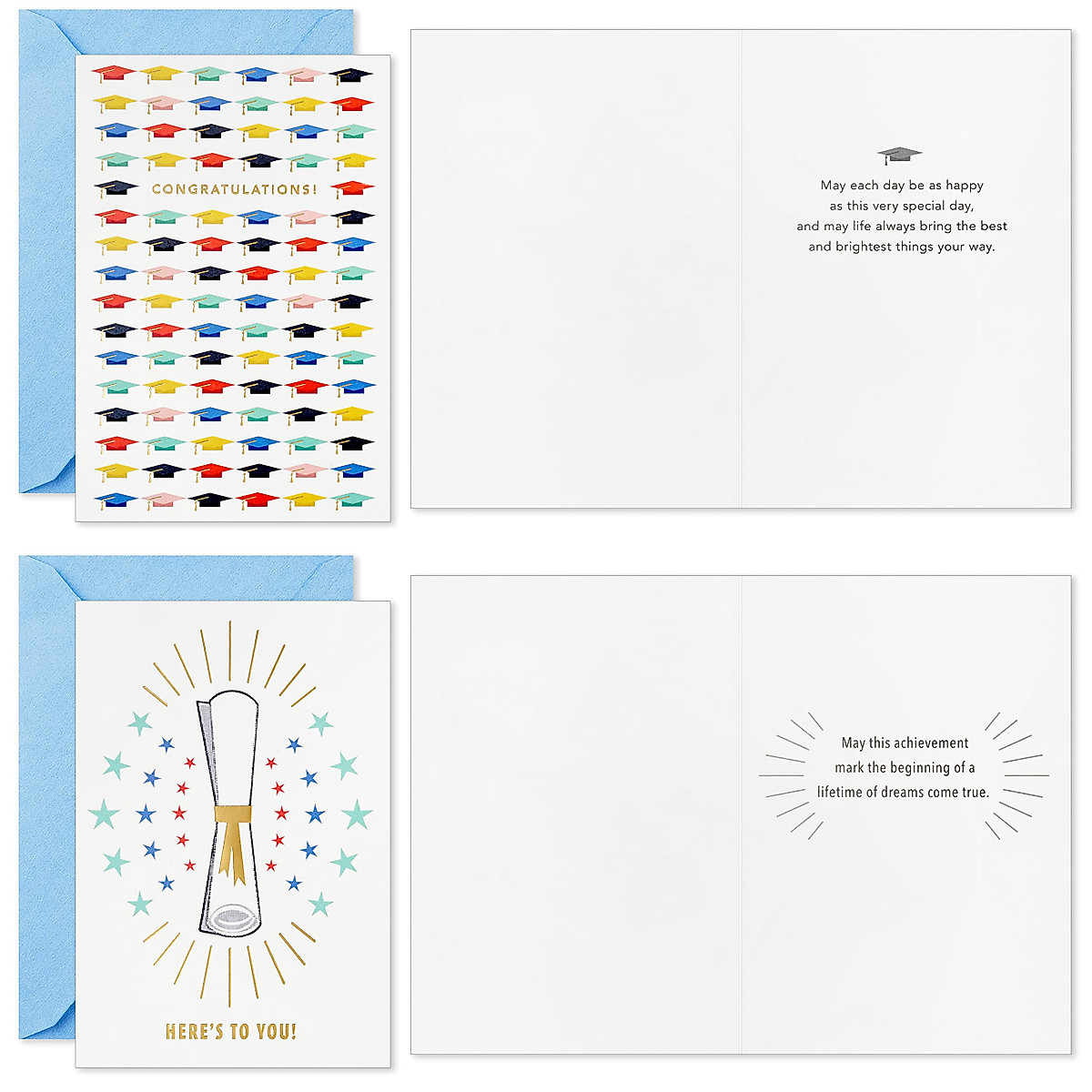 Hallmark Graduation Cards Bulk Assortment, Colorful Congrats (36 Cards and Envelopes, 6 Designs)