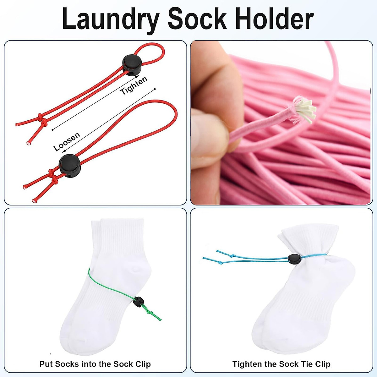 Awsxuoor 50Pcs Sock Clips for Laundry - Amazing Sock Clip for Washing Socks -Your Socks Laundry Sock Holder Sock Tie Clips Sock Organizer for Washing Machine and Dryer with The Sock Laundry Organizer