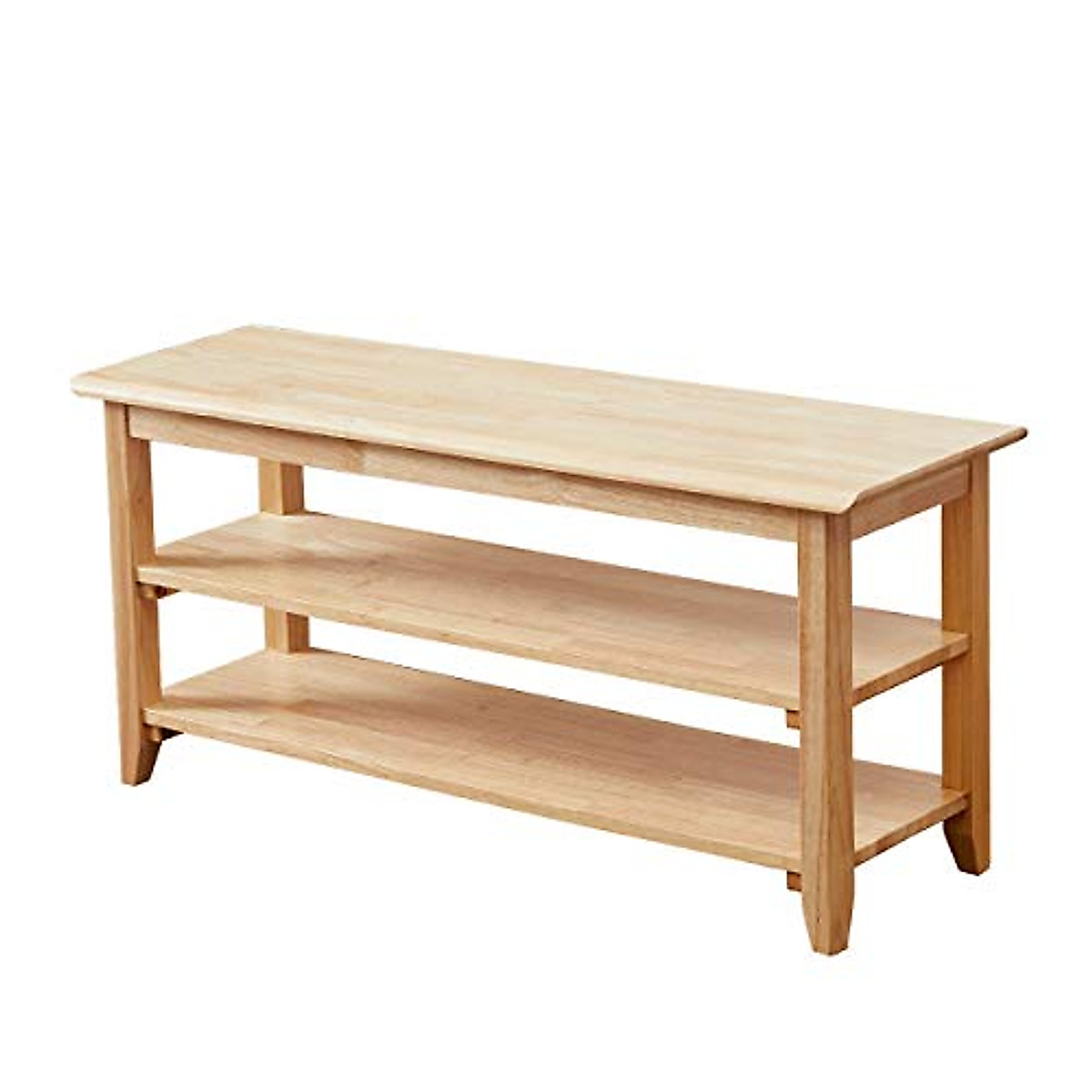 TinyTimes 3-Tier Wood Shoe Bench, Heavy Duty Shoe Rack Bench, Shoe Organizer Shelf, Ideal for Entryway, Living Room,Ideal for Entryway, Living Room, Holds Up to 550 lbs -Natural, 32"