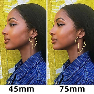 Large Exaggerate African Map Earrings for Women, Traditional Hyperbole Gold African Map Hollow Out Hoop Earrings Africa Jewelry Statement Earrings…
