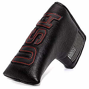 Barudan Golf Black Putter Headcover Covers Cover for Blade Style Putters, Magnetic USA Flag Blade Putter Headcovers with Magnet for Men