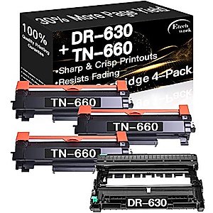 Etechwork Compatible Toner Cartridges & Drum Unit Replacement for DR630 DR-630 TN660 TN-660 use with Brother HL-L2300D MFC-L2680W MFC-L2740DW DCP-L2520DW Printer (1x Drum + 3X Toner, 4-Pack)