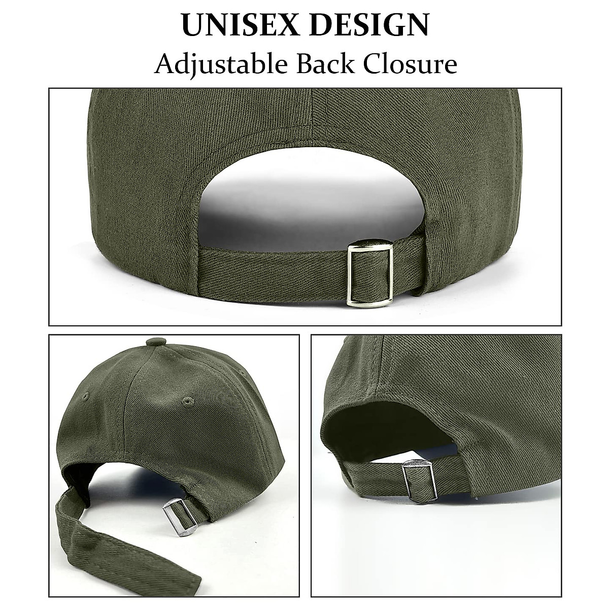 ZEXIAN 3 Pack Unisex Cotton Baseball Cap Adjustable Unconstructed Plain Sport Dad Golf Hat for Men and Women (Black+Grey+Green)