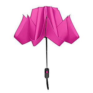 ShedRain Unbelievabrella Inverted, Upside Down, Automatic Open & Close Car Umbrella – Windproof & Rainproof - Heavy Duty, Double Layer Reverse Canopy Protects Men & Women from Outdoor Wind & Rain (Hot Pink)