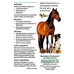 Siddha Remedies Oral Health for Pets | Cat Dog Oral Care for Toothache Decay | Breath Spray for Bad Breath, Healthy Gums Dogs Tooth Care | 100% Natural Homeopathic Remedy Cell Salts Flower Essences