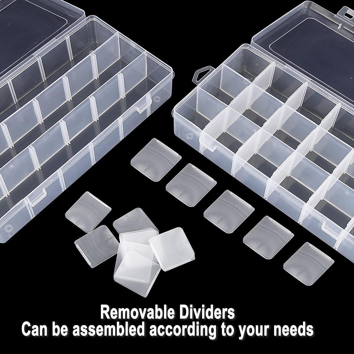 EATHEATY 6 Pack 18 Grids Clear Organizer Box with Adjustable Dividers, Compartment Storage Container Tackle Box for Beads Organizer Art DIY Fishing Tackles Jewelry Craft