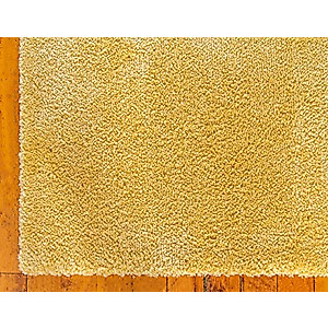 Unique Loom Solo Collection Solid, Plush, Kids, Modern Area Rug, 5 ft x 7 ft 7 in, Yellow
