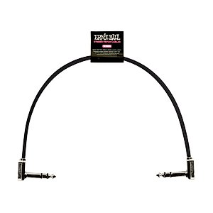 Ernie Ball Flat Ribbon Stereo Patch Cable, 12 in, Black (P06409)