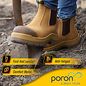 ROCKROOSTER Work Boots for Men, 6 inch Steel Toe, Slip On Safety Leather Chelsea Durable and Comfortable Work Shoes (AK222 US 10.5)