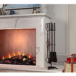 Fire Beauty Fireplace Tools Set 5 Pieces Wrought Iron Fire Tool Set for Outdoor/Indoor Fireplace Accessories Set