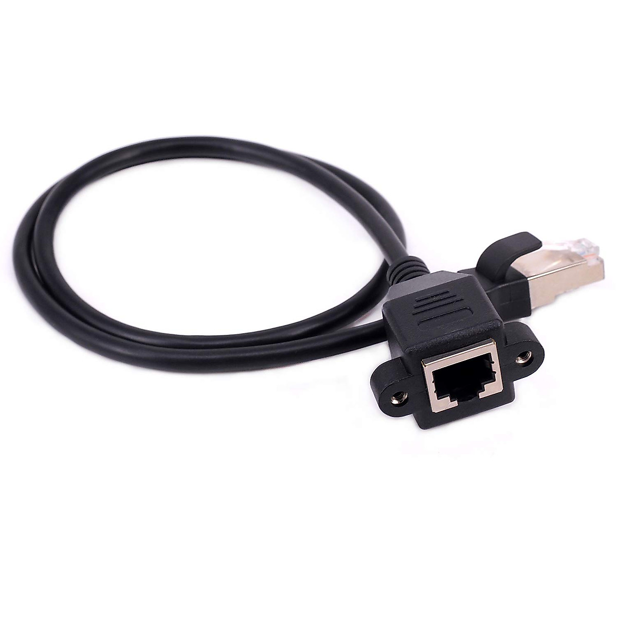 Yeworth Ethernet Extension Cable, [2 Pack] 0.6m RJ45 Male to Female LAN Ethernet Network Cat6 Cat5e Cat5 Panel Mount Cable RJ45 Extension Extender Cord for Switches, Routers (Black)