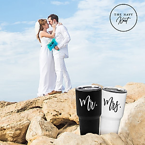 Mr and Mrs Tumbler Set - Travel Tumbler for Newlyweds Couples Wife Bride To Be Newly Engaged Bridal Shower, Insulated Travel Tumbler for Wedding Engagement