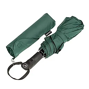 Ergonauts Windproof Vented Double Canopy Travel Umbrella with Teflon Coating - Portable Compact Foldable Lightweight Design and High Wind Resistance (Green)