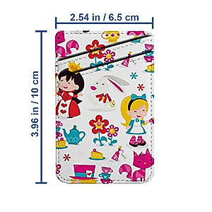 Diascia Pack of 2 - Cellphone Stick on Leather Cardholder ( Whimsical Retro Alice Pattern Pattern ) ID Credit Card Pouch Wallet Pocket Sleeve