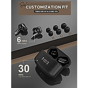 Wireless Earbuds, ANC+ENC Bluetooth 5.3 Headphones LED Power Display Earphones Wireless Charging Case 30Hrs Playback IPX6 Waterproof in-Ear Headsets with Mic for TV Smart Phone Computer Laptop Sports