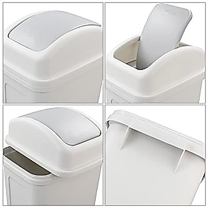 Vababa 3-Pack 4 Gallon Plastic Trash Can with Swing Lid, Swing-Top Waste Can, Gray